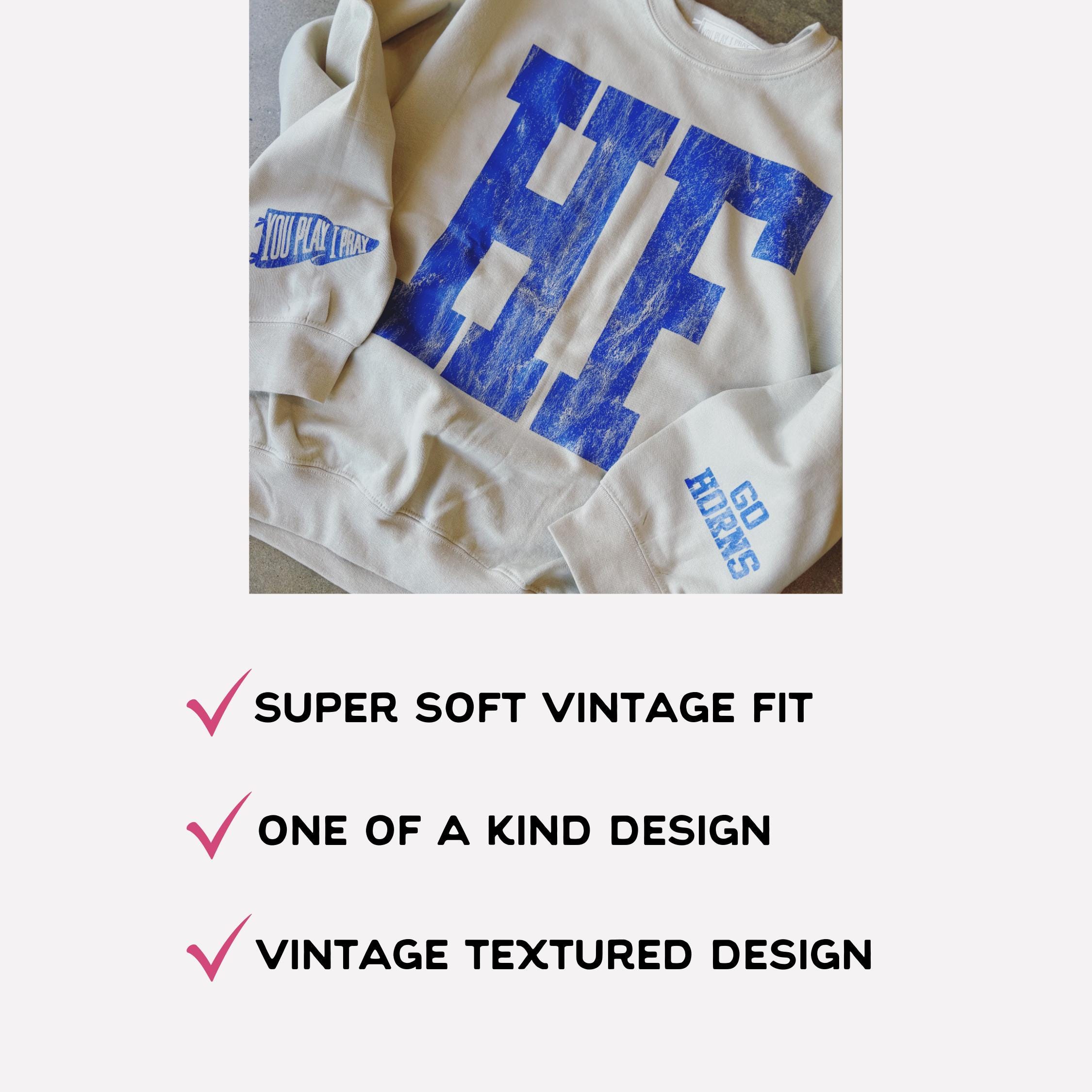 Custom Varsity Number or Letter Sweatshirt, Distressed Block Prin ...