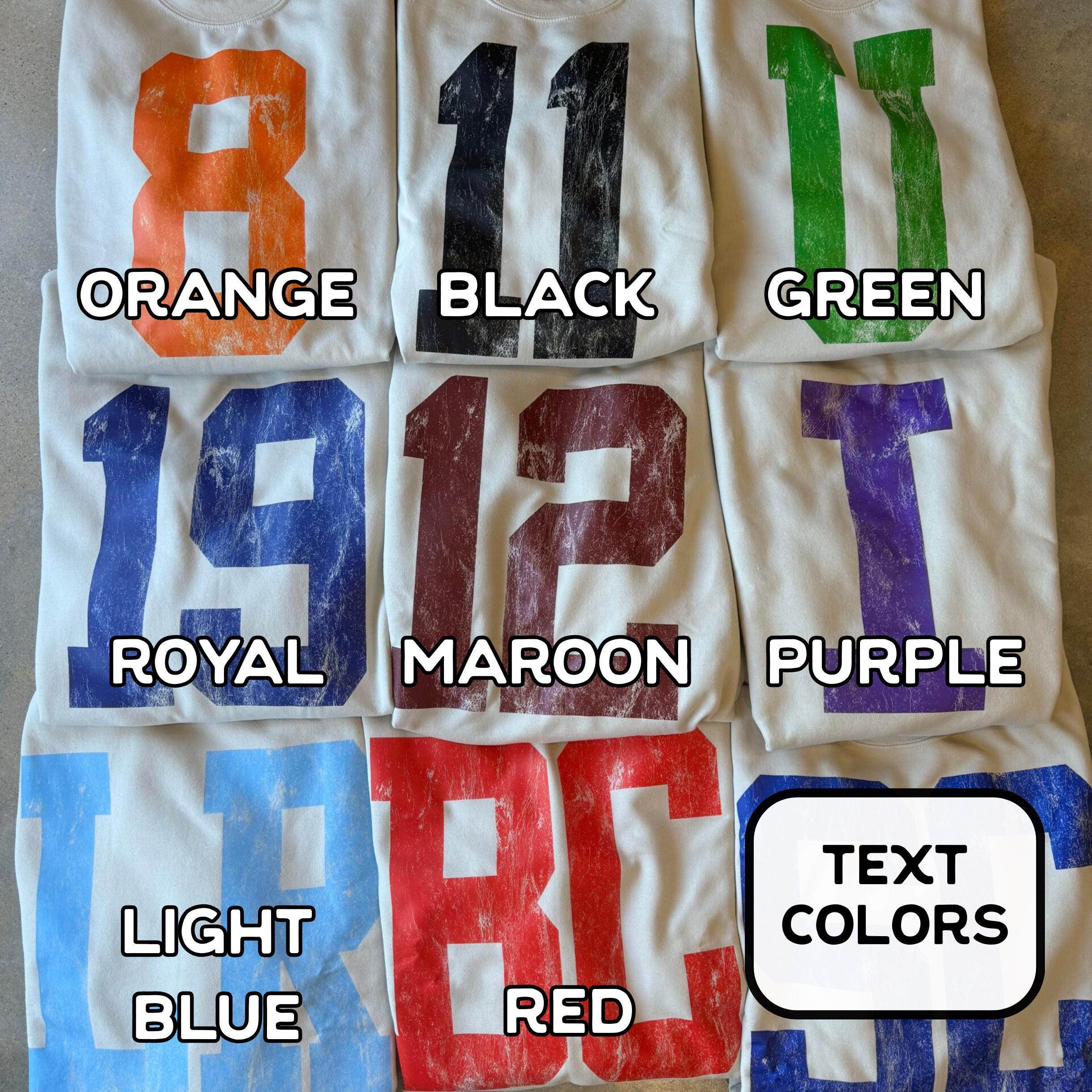 Custom Varsity Number or Letter Sweatshirt, Distressed Block Prin ...