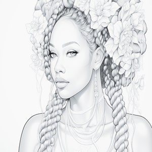 Printable Adult Coloring Pages, Flowers, Grayscale & Fade Portrait ...