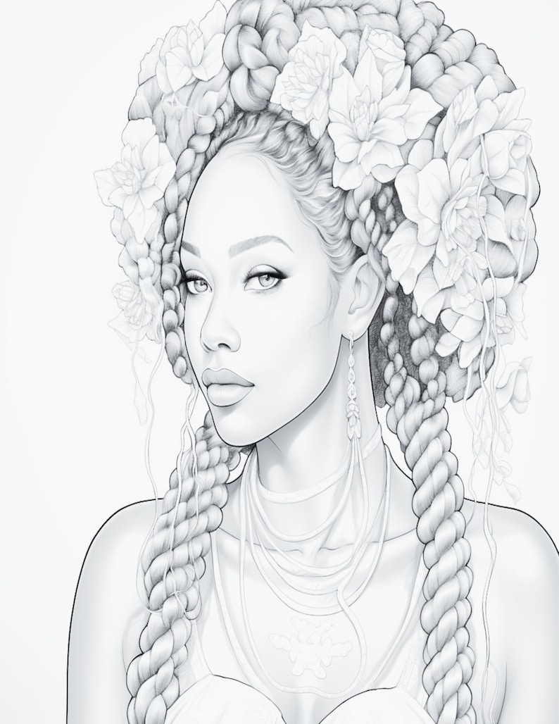 Printable Adult Coloring Pages, Flowers, Grayscale & Fade Portrait ...