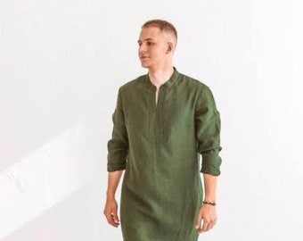 Men Linen Kaftan SPA MAN Black Coolloose Fit Tunic for Men - Etsy