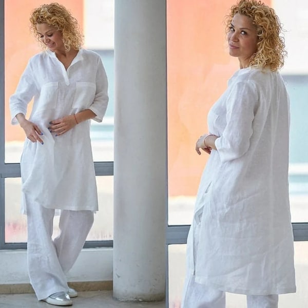 White Linen Pants - Etsy