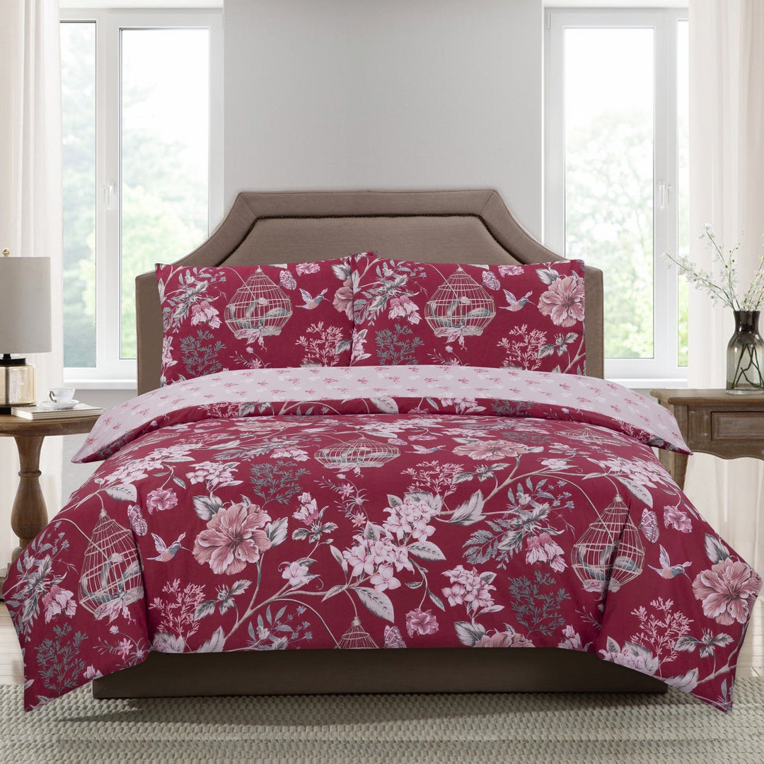 Vantona Classic Birdcage Duvet Cover Set Claret - Etsy