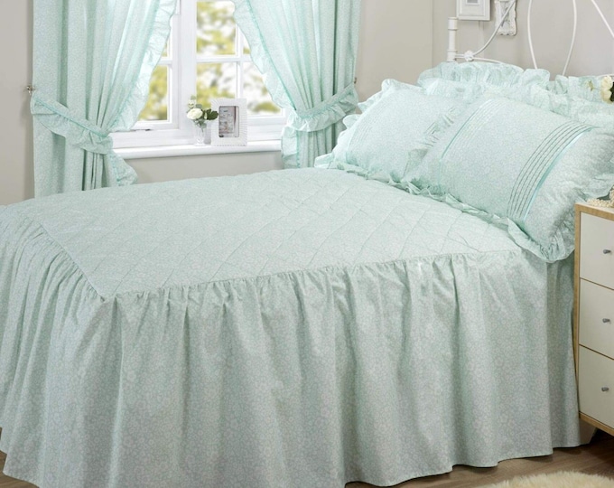 Vantona Country Monique Quilted Fitted Bedspread - Mint - Etsy