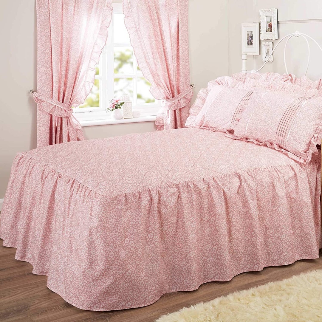 Vantona Country Monique Quilted Fitted Bedspread - Rose - Etsy UK