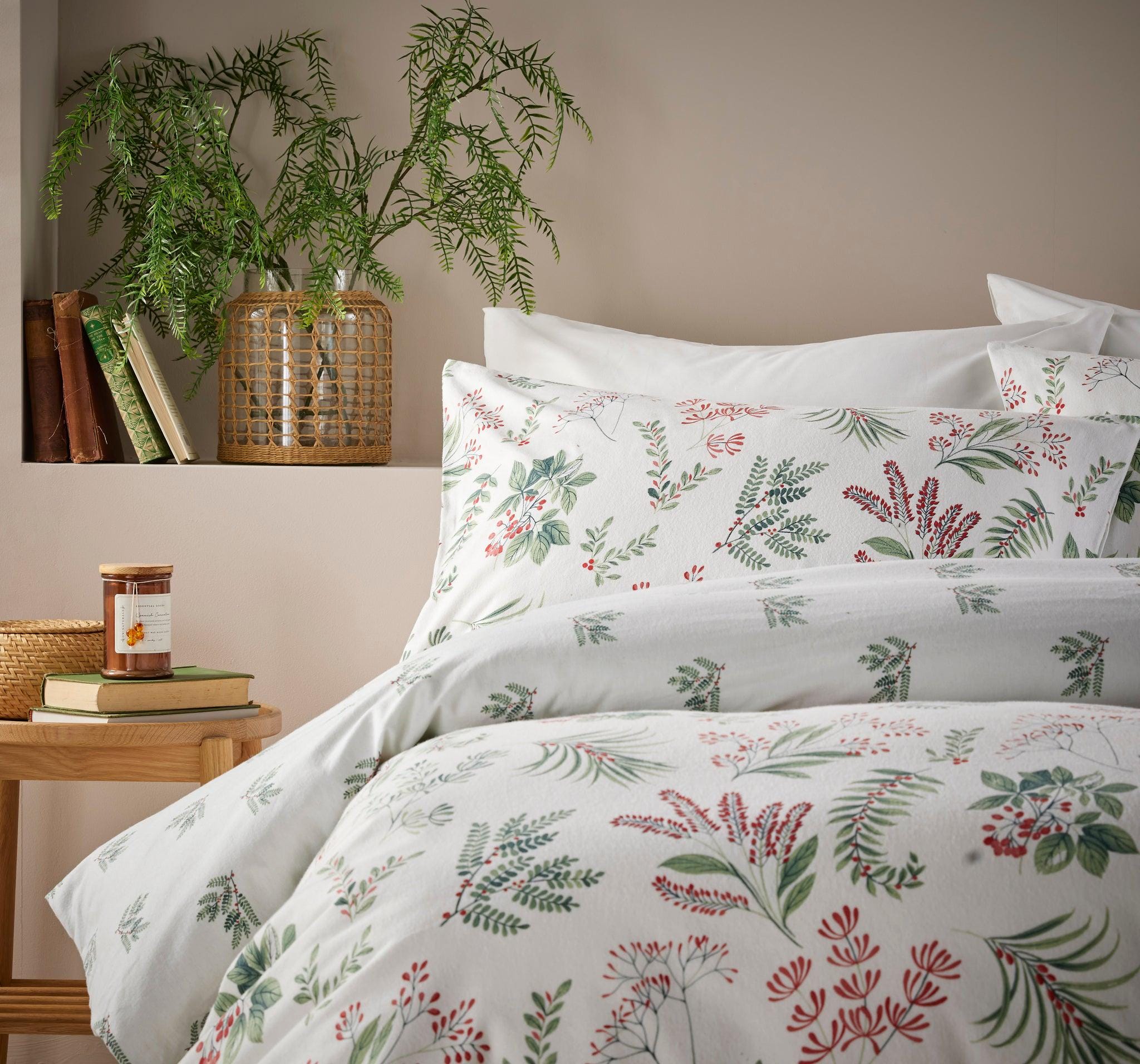 Festive Sprigs Flannelette Duvet Cover Set - Christmas Bedding - Etsy