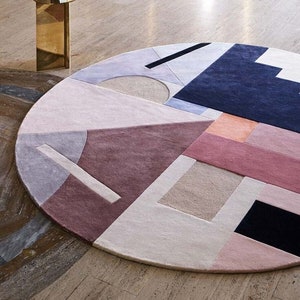 Abstract Circle Modern Hand Tufted Rug for Living and Hall Area ...