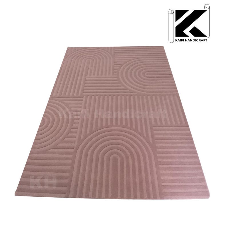 Geometric Modern Cut Loop High Low Pile Hand Tufted Rug for Living Room ...