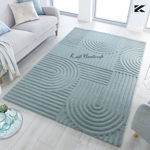 Geometric Modern Cut Loop High Low Pile Hand Tufted Rug for Living Room ...