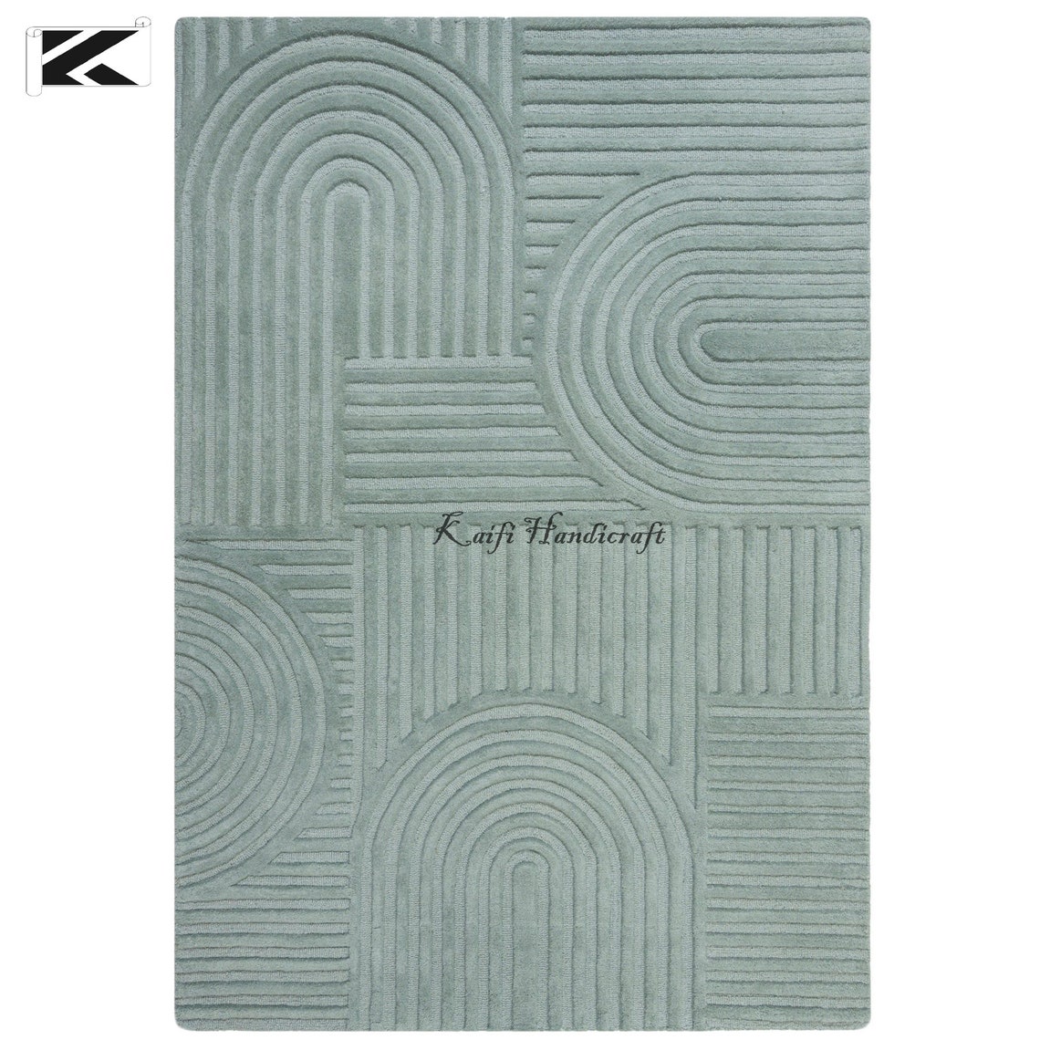 Geometric Modern Cut Loop High Low Pile Hand Tufted Rug for Living Room ...