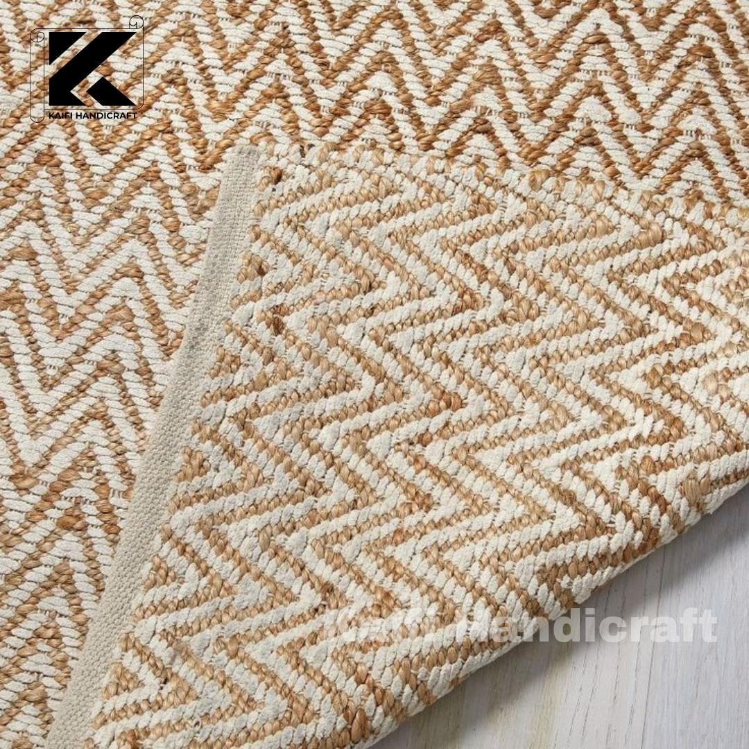 Handloom Zig-zag Jute Rug, Modern Chenille Area Rug - Etsy