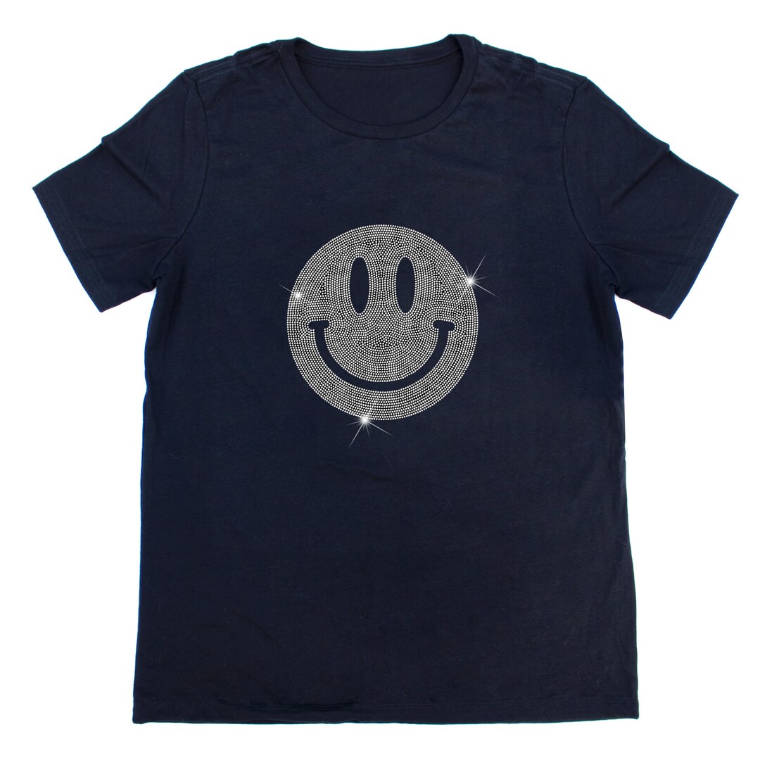 Smiley Face Rhinestone T-shirt, Blinged T-shirt, Cute T-shirt, Gift for ...