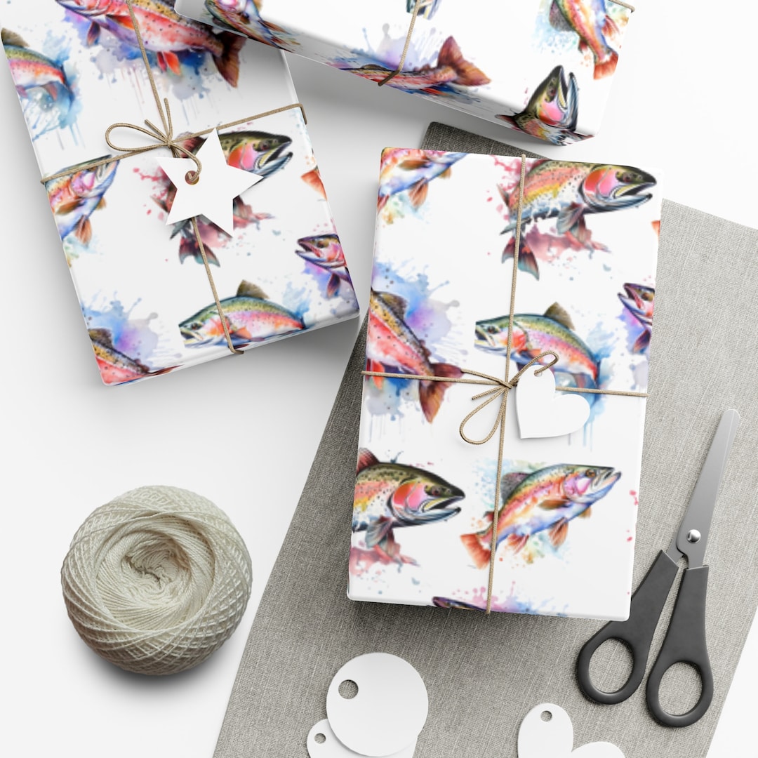 Rainbow Trout Wrapping Paper in Watercolor - Etsy
