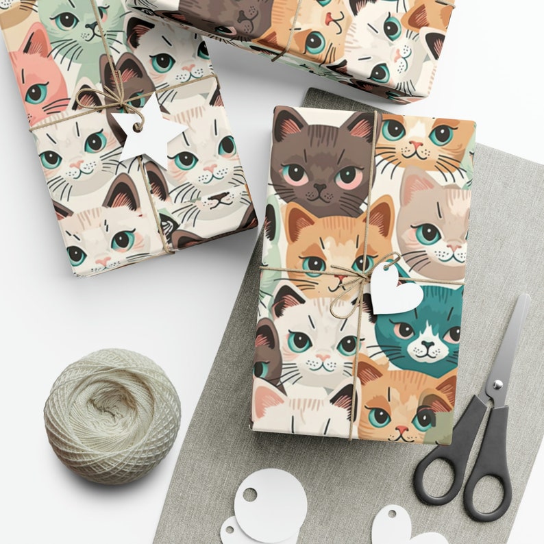 Kitten Gift Wrap, Cat Gift Wrap, Cat Wrapping Paper - Etsy