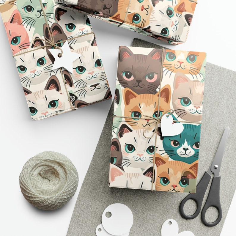 Kitten Gift Wrap, Cat Gift Wrap, Cat Wrapping Paper - Etsy