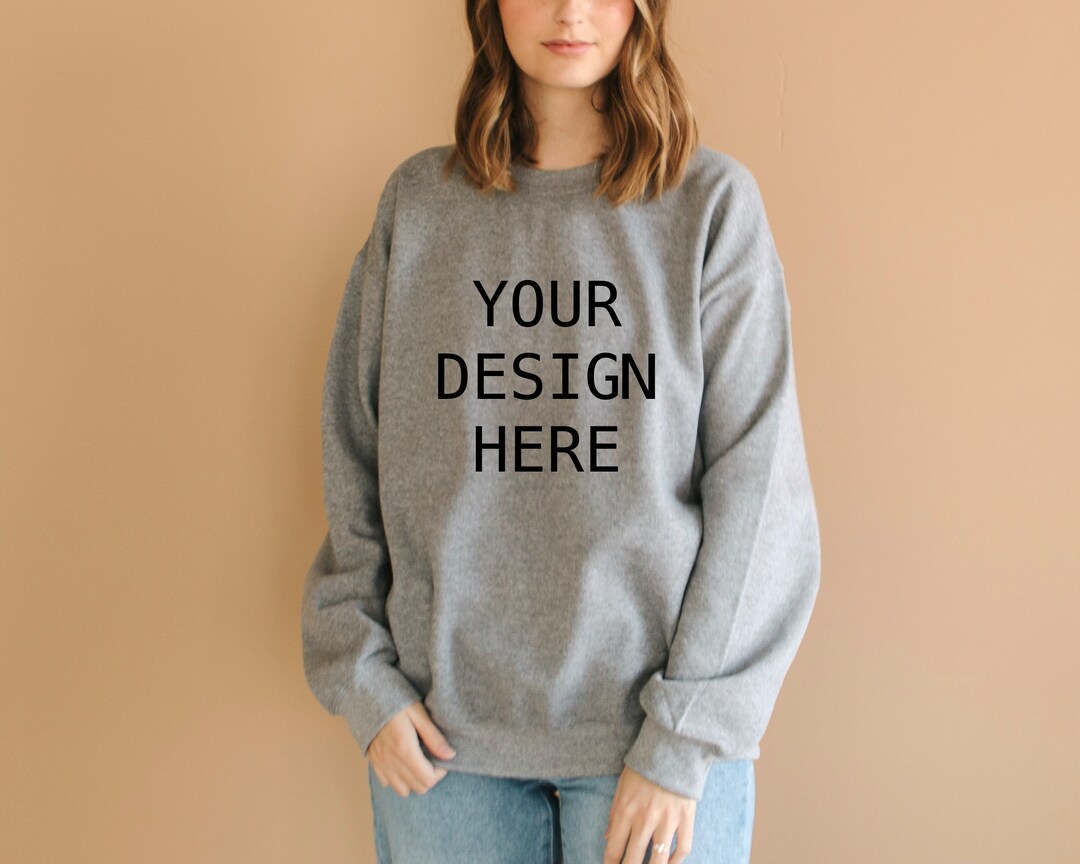 Gildan 18000 Mockup Gildan Graphite Heather Sweatshirt Mockup ...