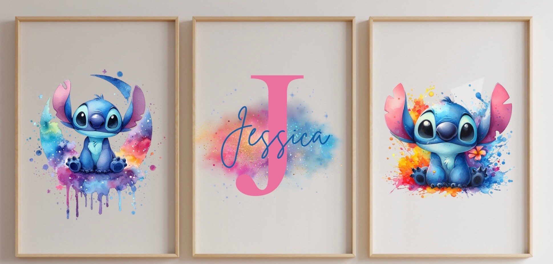 Personalised Stitch Prints Set of 3, Stitch Artwork, Cute Lilo & Stitch ...