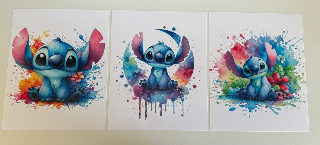 Set of 3 Stitch Prints, Stitch Disney Artwork, Cute Lilo & Stitch ...