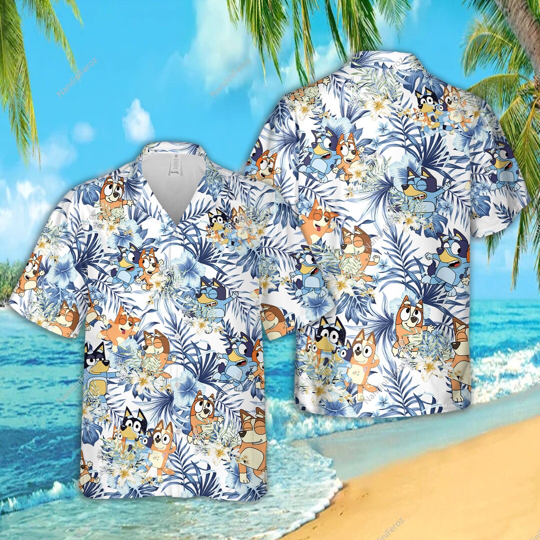 Bluey Hawaiian Shirt Kids Hawaiian Bluey Dog Shirt Kids - Etsy