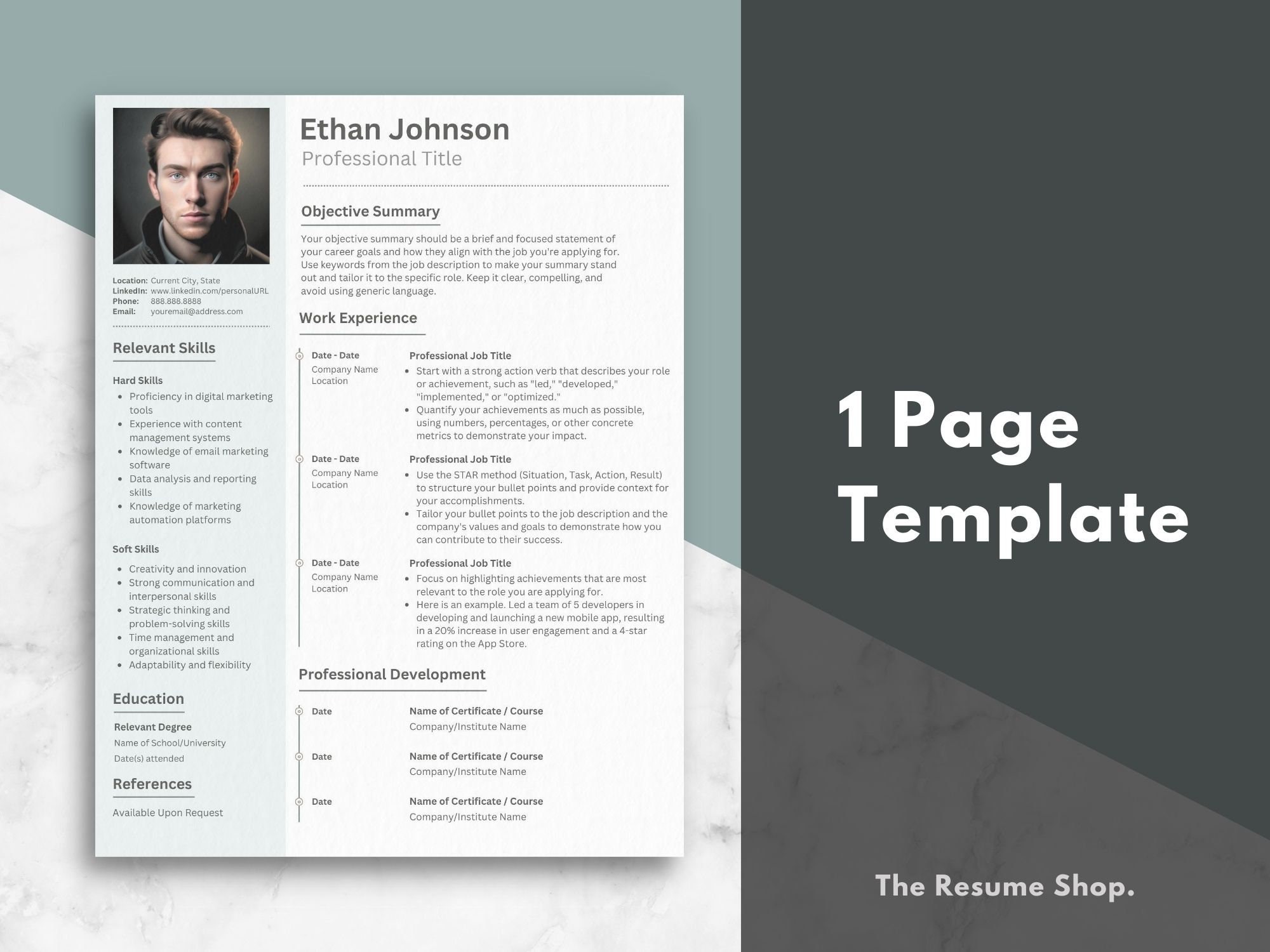 CV Template With Photo Resume and Cover Letter Professional Modern ...