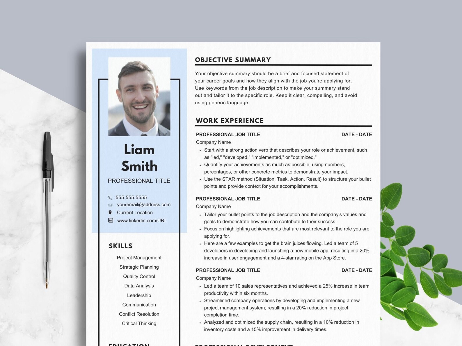CV Template With Photo Resume and Cover Letter Professional Modern ...
