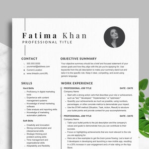 CV Template With Photo Resume and Cover Letter Professional Modern ...