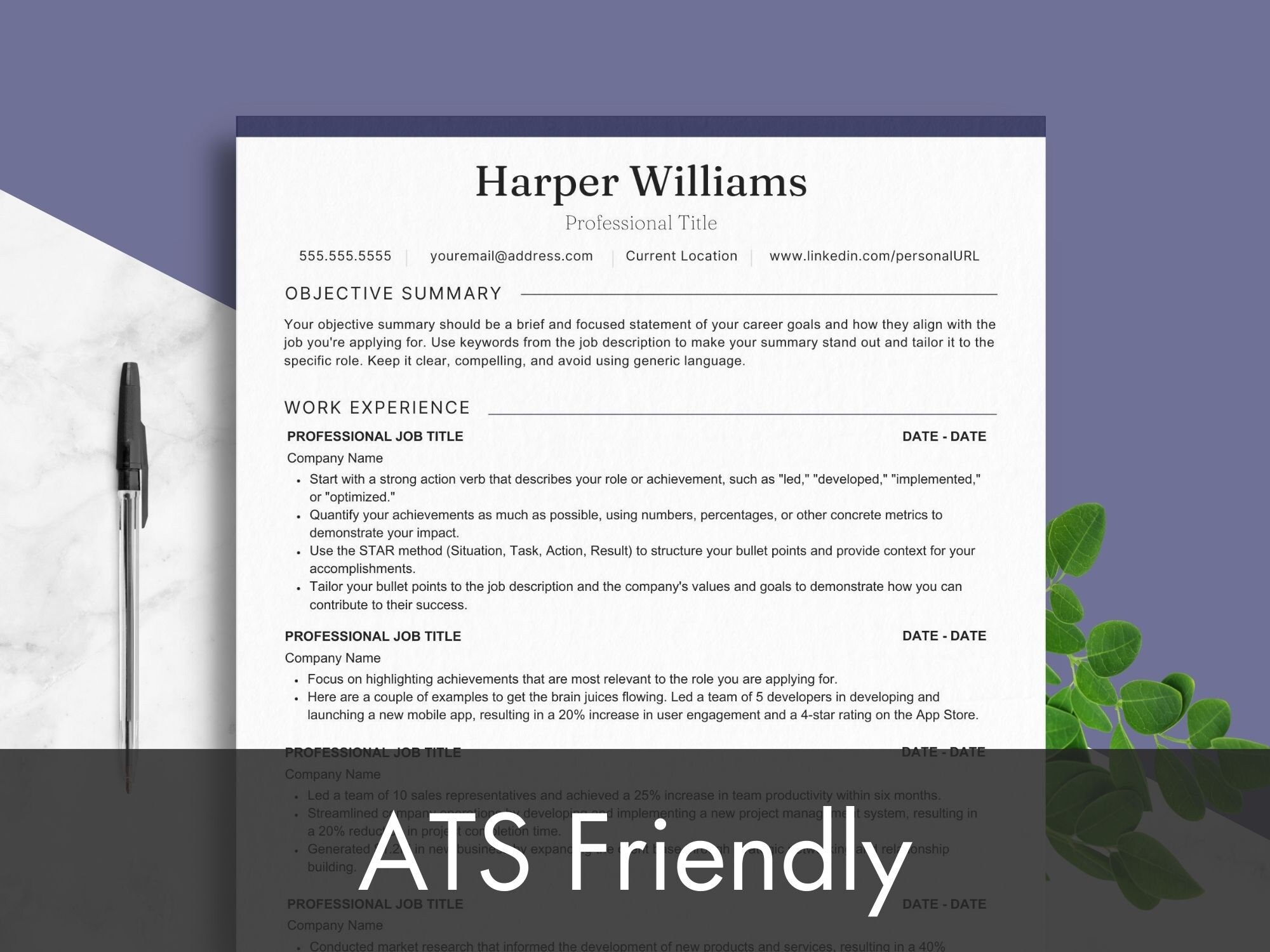 Modern Resume and Cover Letter Template ATS CV Template Resume - Etsy
