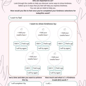 PDF A4 Printable Kindness Credits & Chart, a Setting Goals and Reward ...
