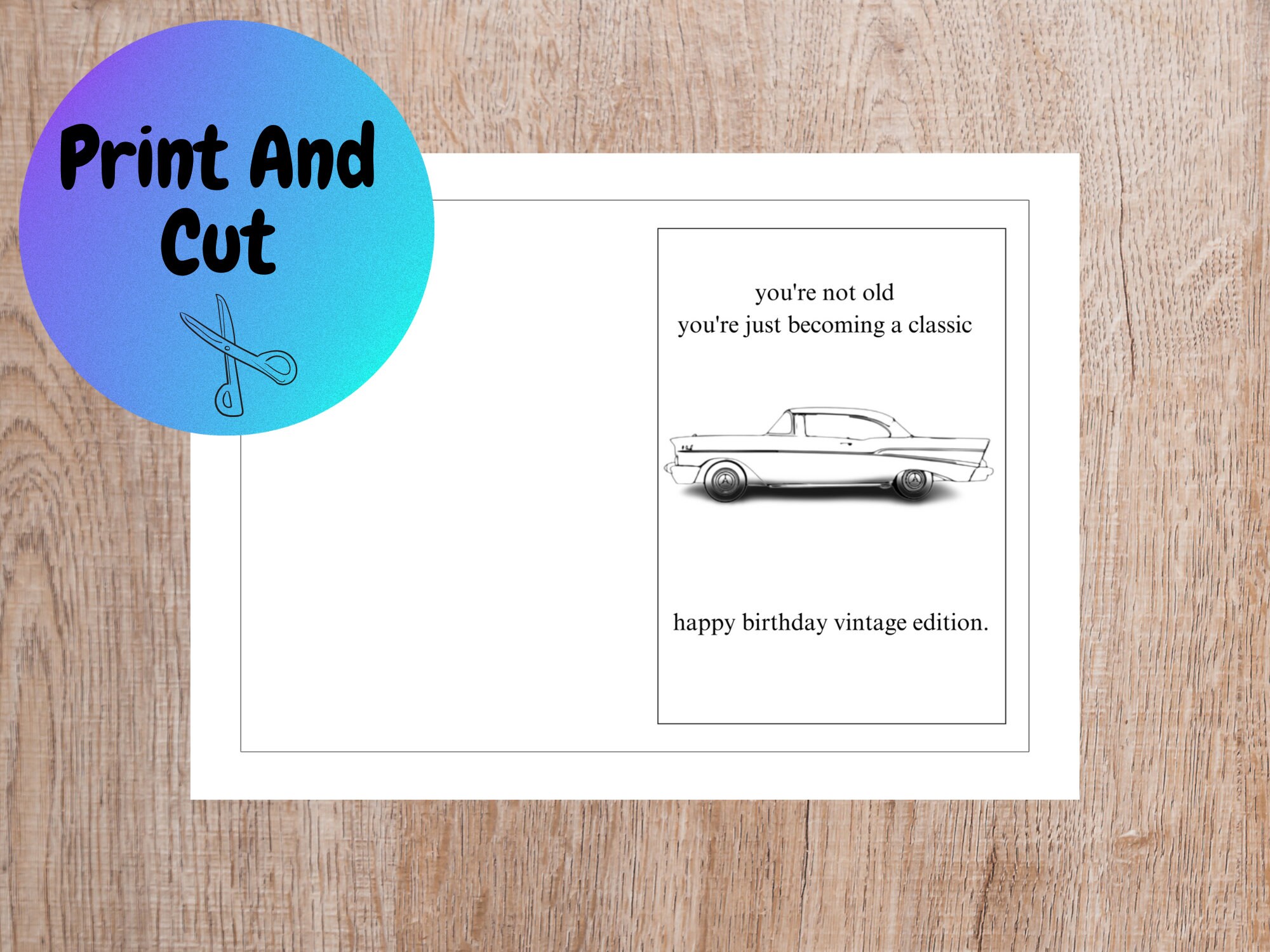 Funny Birthday Card, Car Birthday Card, Older Birthday Card, Pun ...