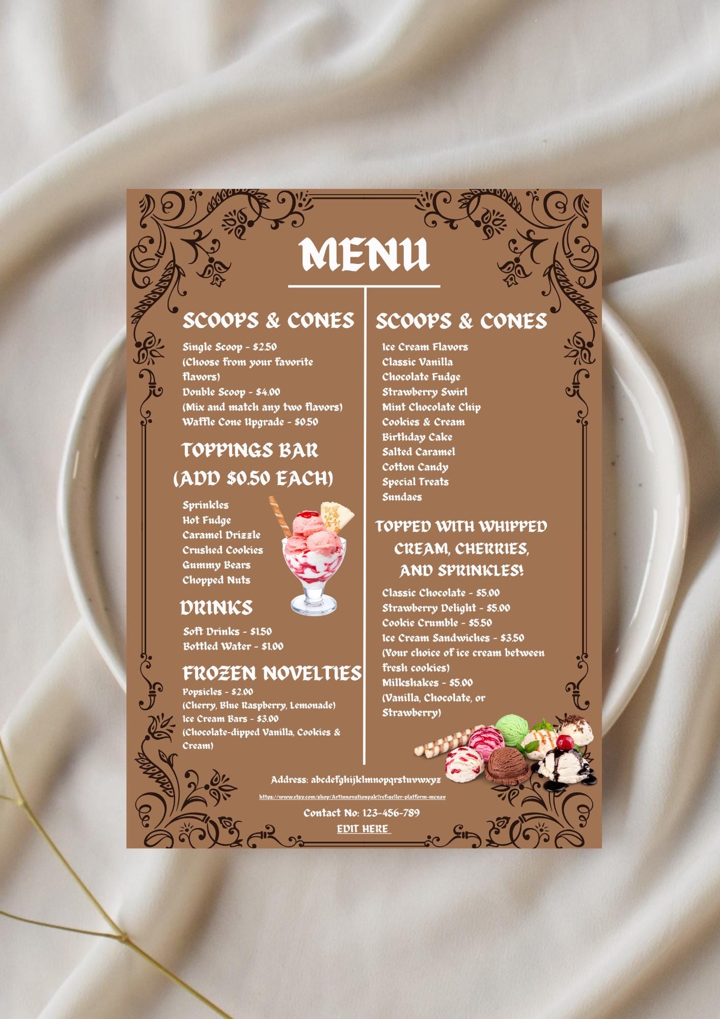 Editable Restaurant Menu Template Customizable Food Menu Design Perfect ...