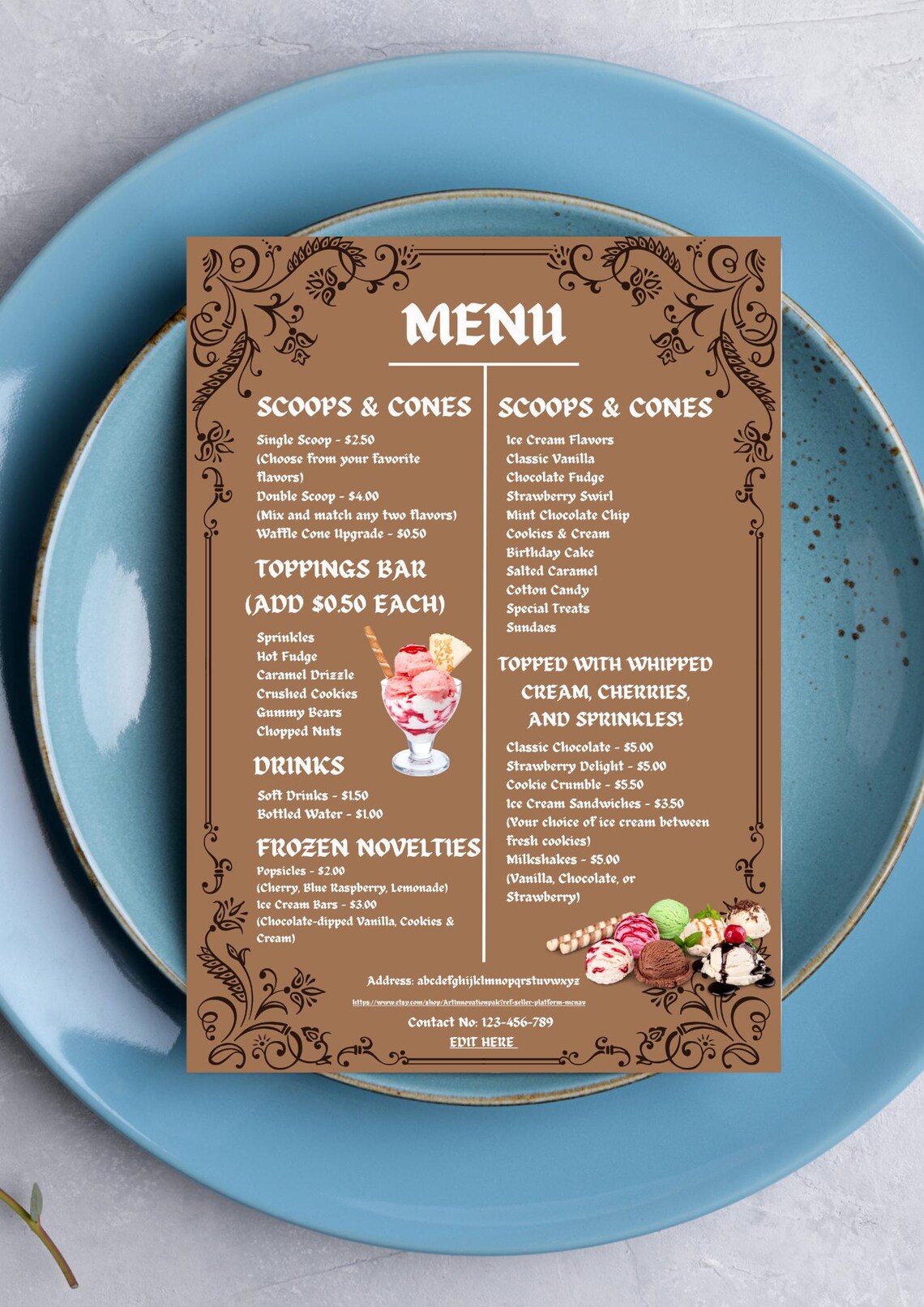 Editable Restaurant Menu Template Customizable Food Menu Design Perfect ...