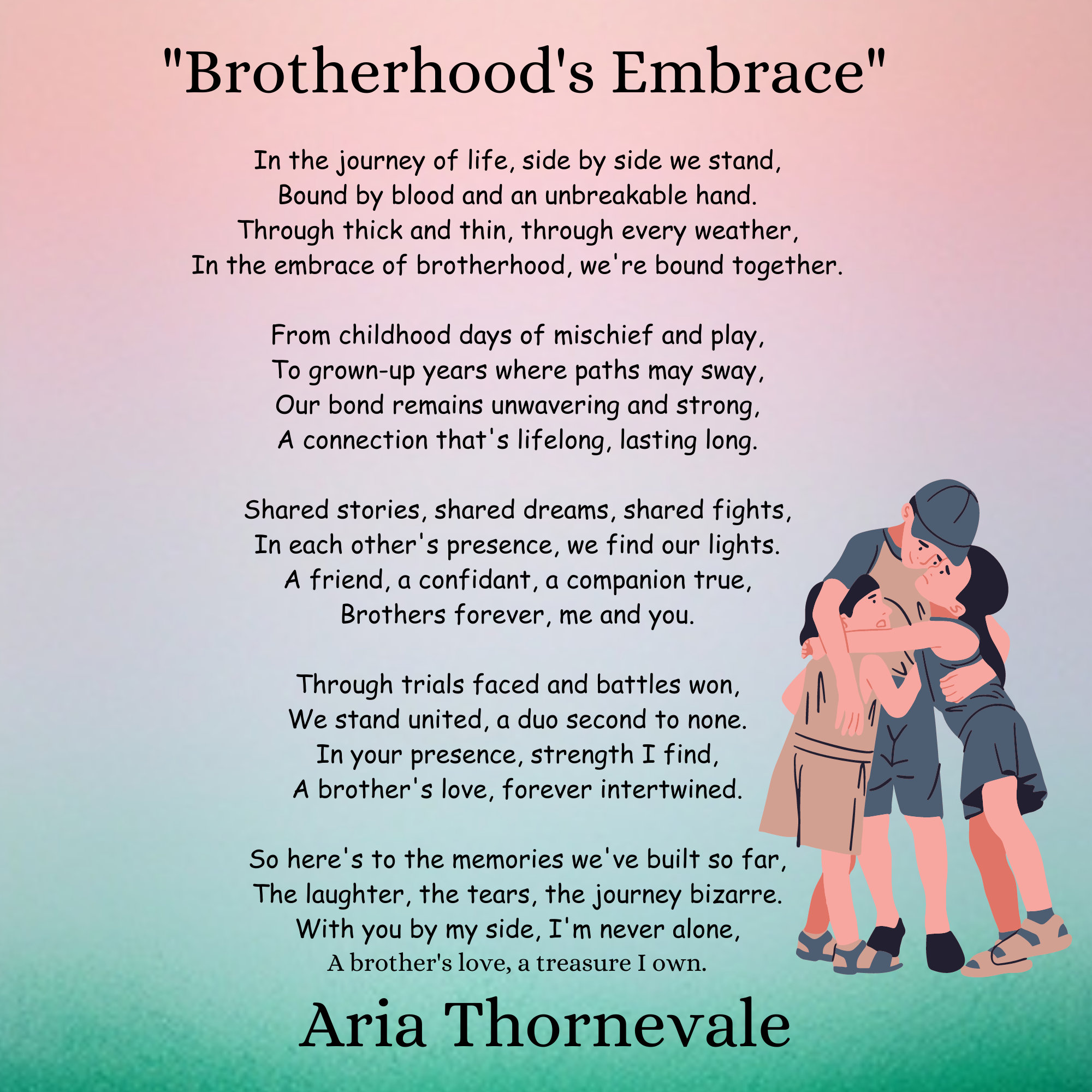 Brother Poem - Packs of Postcard Prints, Personalized Poem Print ...