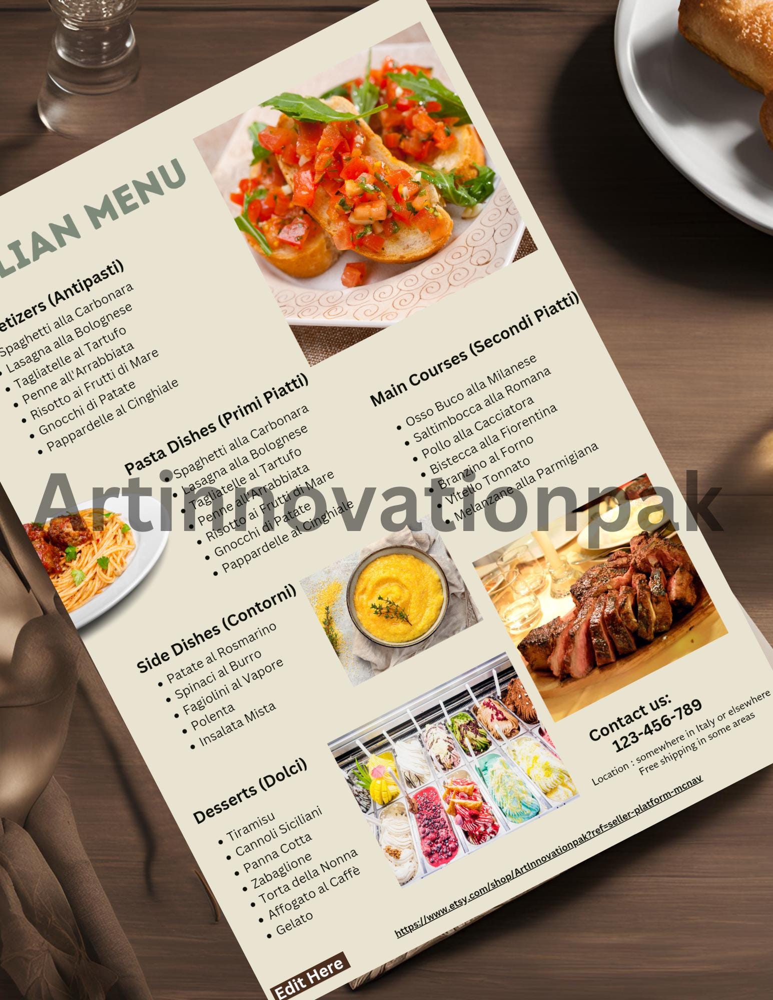 Editable Restaurant Menu Template Customizable Food Menu Design Perfect ...