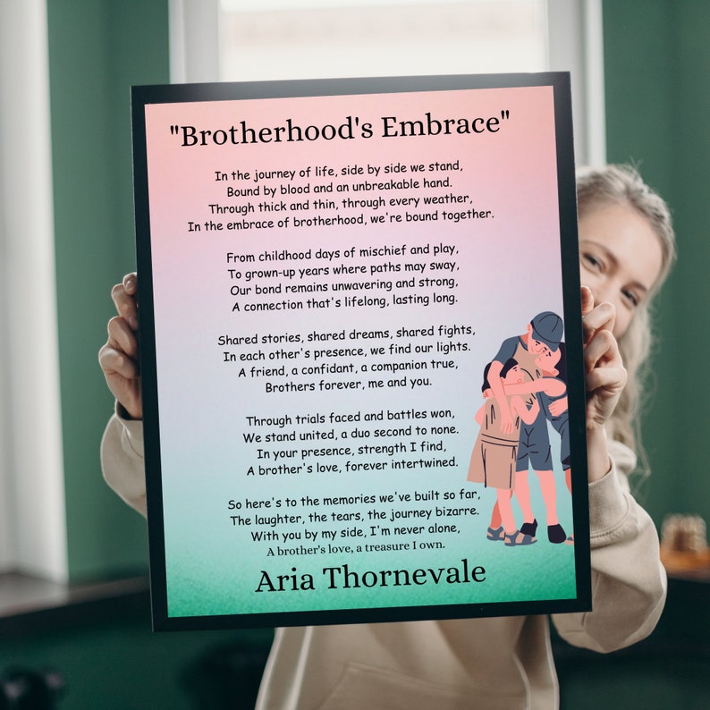 Brother Poem - Packs of Postcard Prints, Personalized Poem Print ...