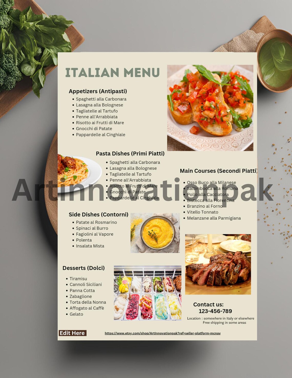 Editable Restaurant Menu Template Customizable Food Menu Design Perfect ...