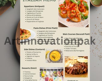 Editable Restaurant Menu Template Customizable Food Menu Design Perfect ...