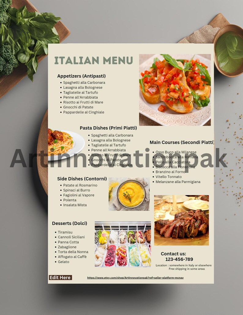 Editable Restaurant Menu Template Customizable Food Menu Design Perfect ...