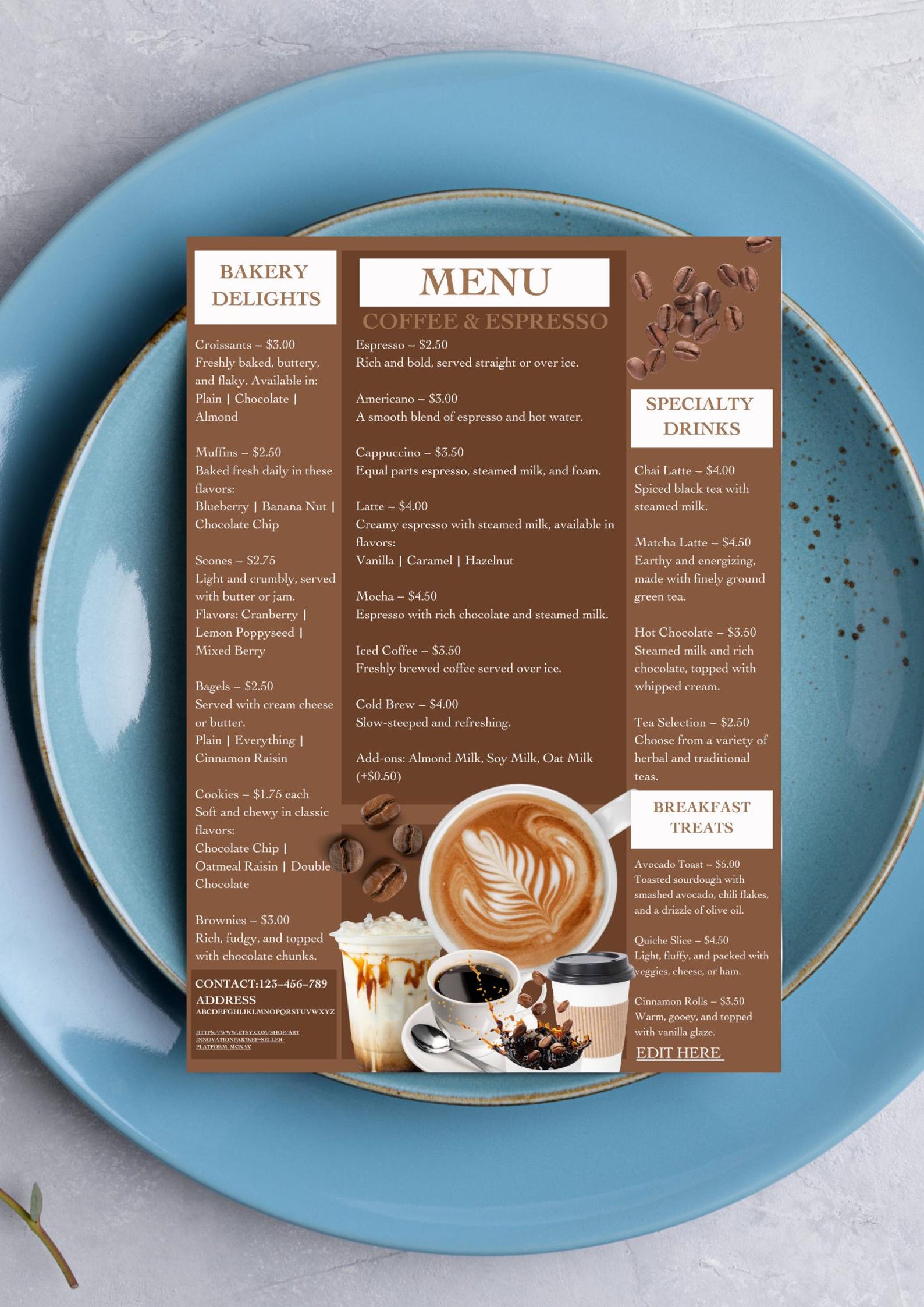 Editable Restaurant Menu Template Customizable Food Menu Design Perfect ...