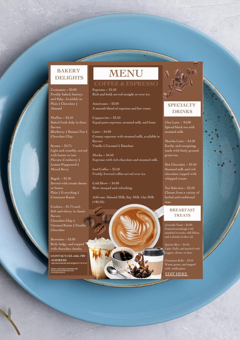 Editable Restaurant Menu Template Customizable Food Menu Design Perfect ...