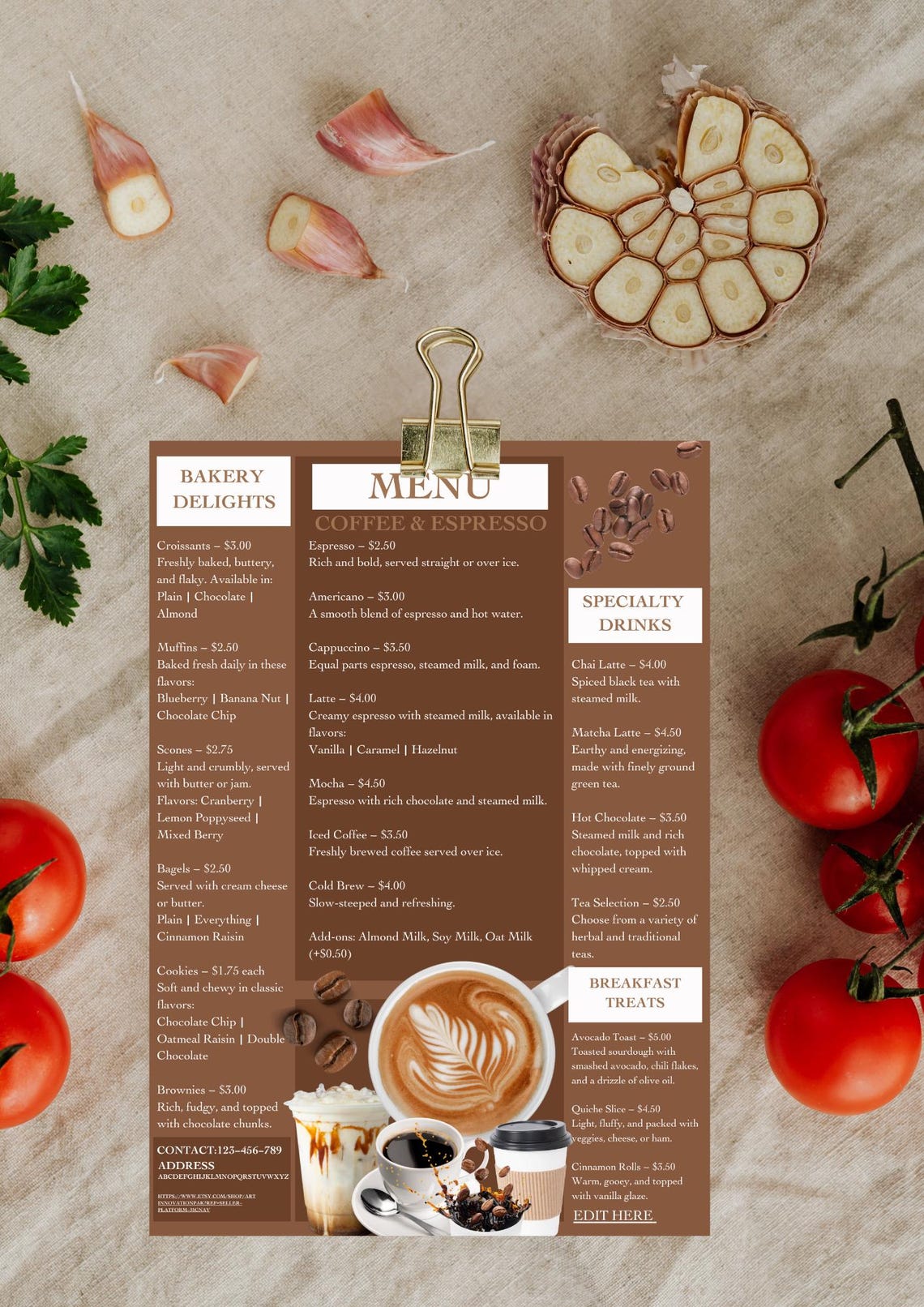 Editable Restaurant Menu Template Customizable Food Menu Design Perfect ...