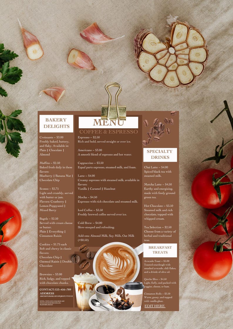 Editable Restaurant Menu Template Customizable Food Menu Design Perfect ...