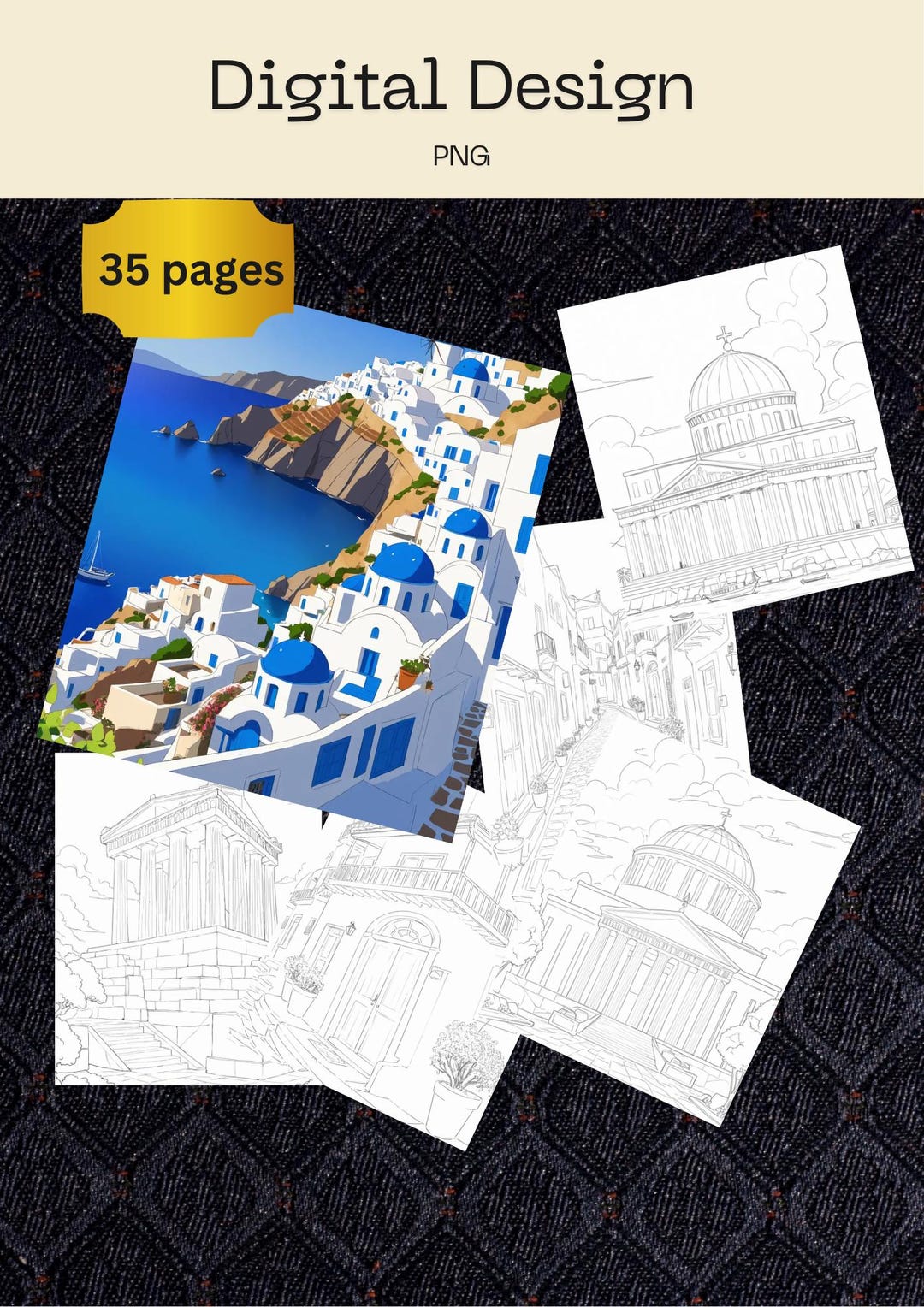 Greece Coloring Book Famous Architecture and Scenic Views Creative Gift ...
