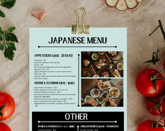 Editable Restaurant Menu Template Customizable Food Menu Design Perfect ...