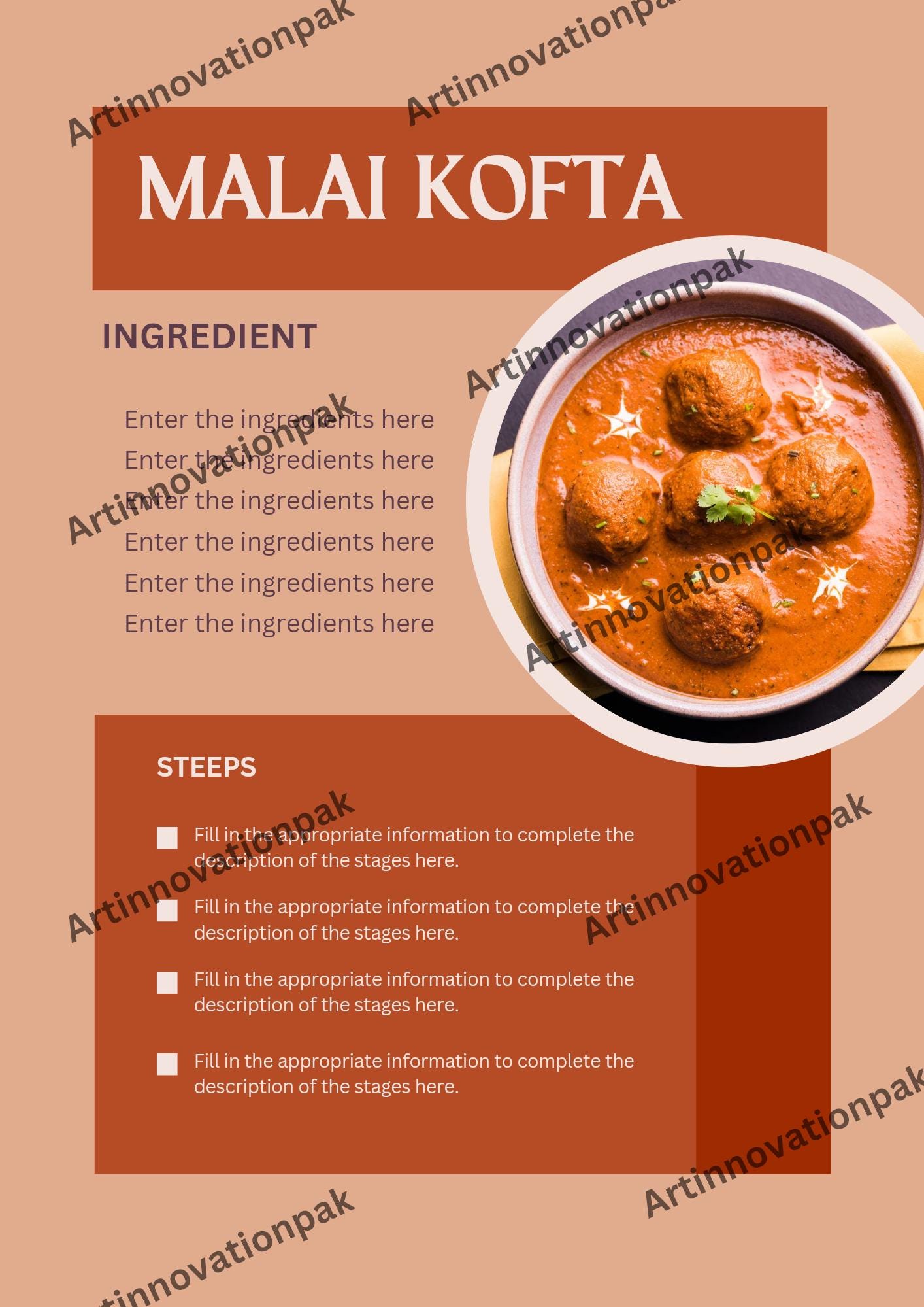 Editable Restaurant Menu Template Customizable Food Menu Design Perfect ...