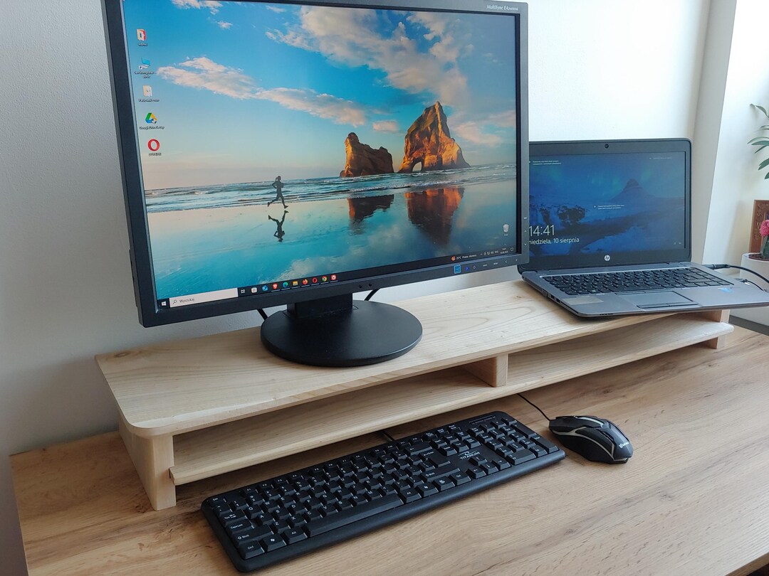 Desk Shelf Monitor Stand, Handmade Solid Cherry Wood Monitor Stand ...