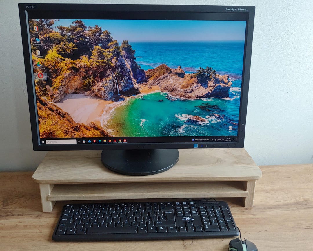 Handmade Solid Cherry Wood Monitor Stand: Ergonomic Desk Riser - Etsy