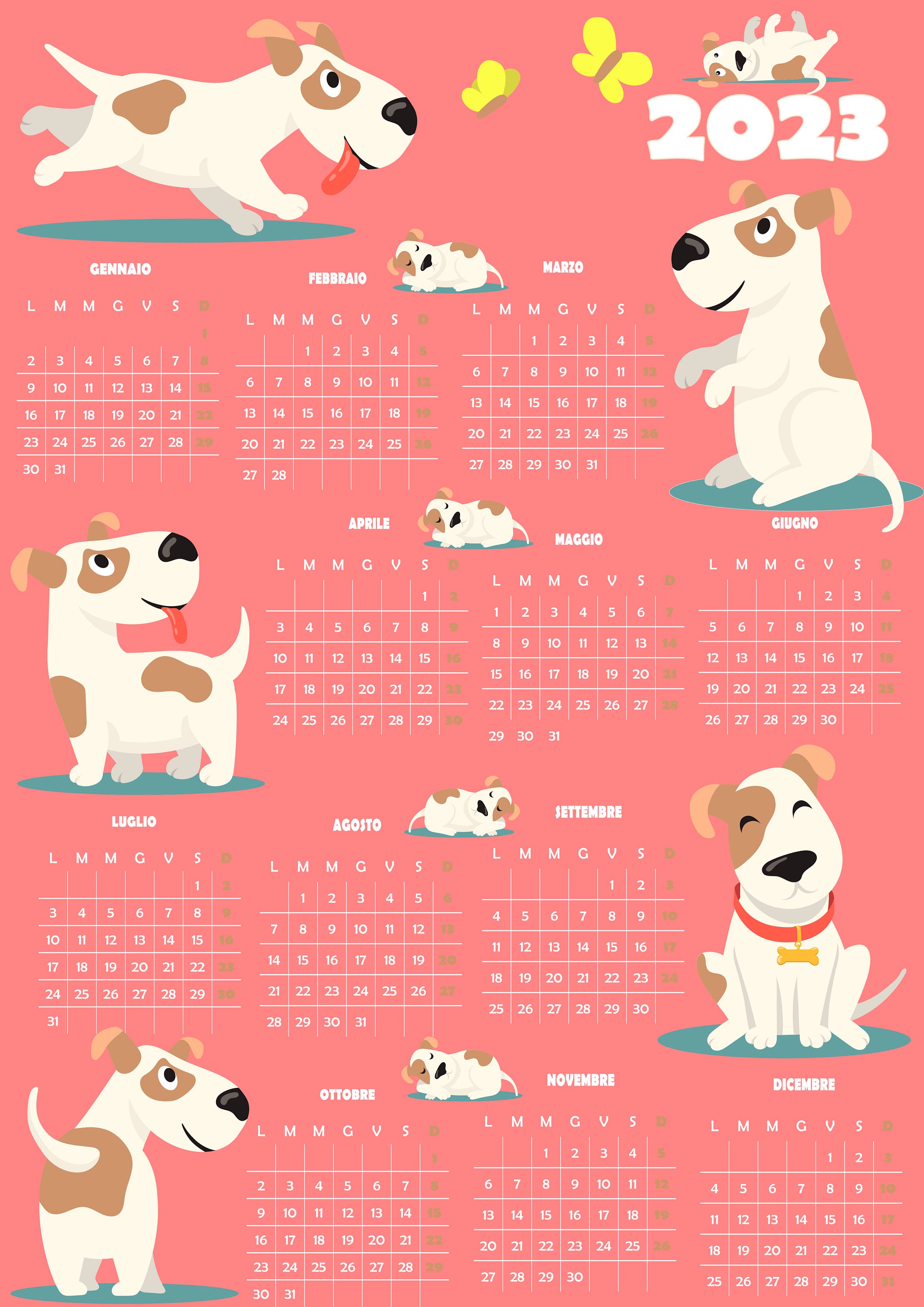 2023 Calendar In Italian PRINTABLE And DIGITAL Instant Download 