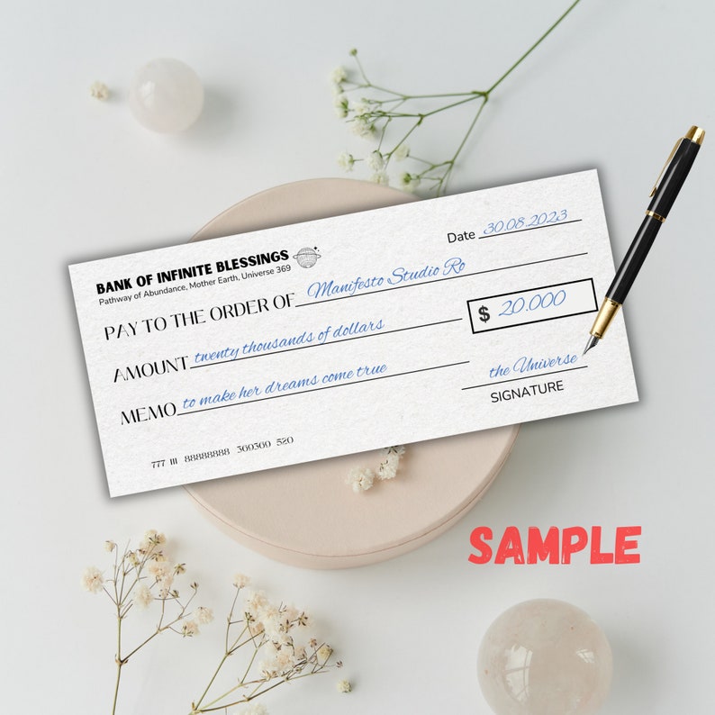 Money Manifestation Check | Printable Financial Freedom | Abundance ...