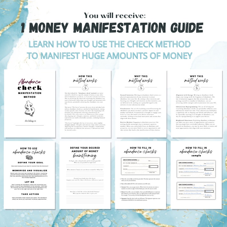 Money Manifestation Check | Printable Financial Freedom | Abundance ...