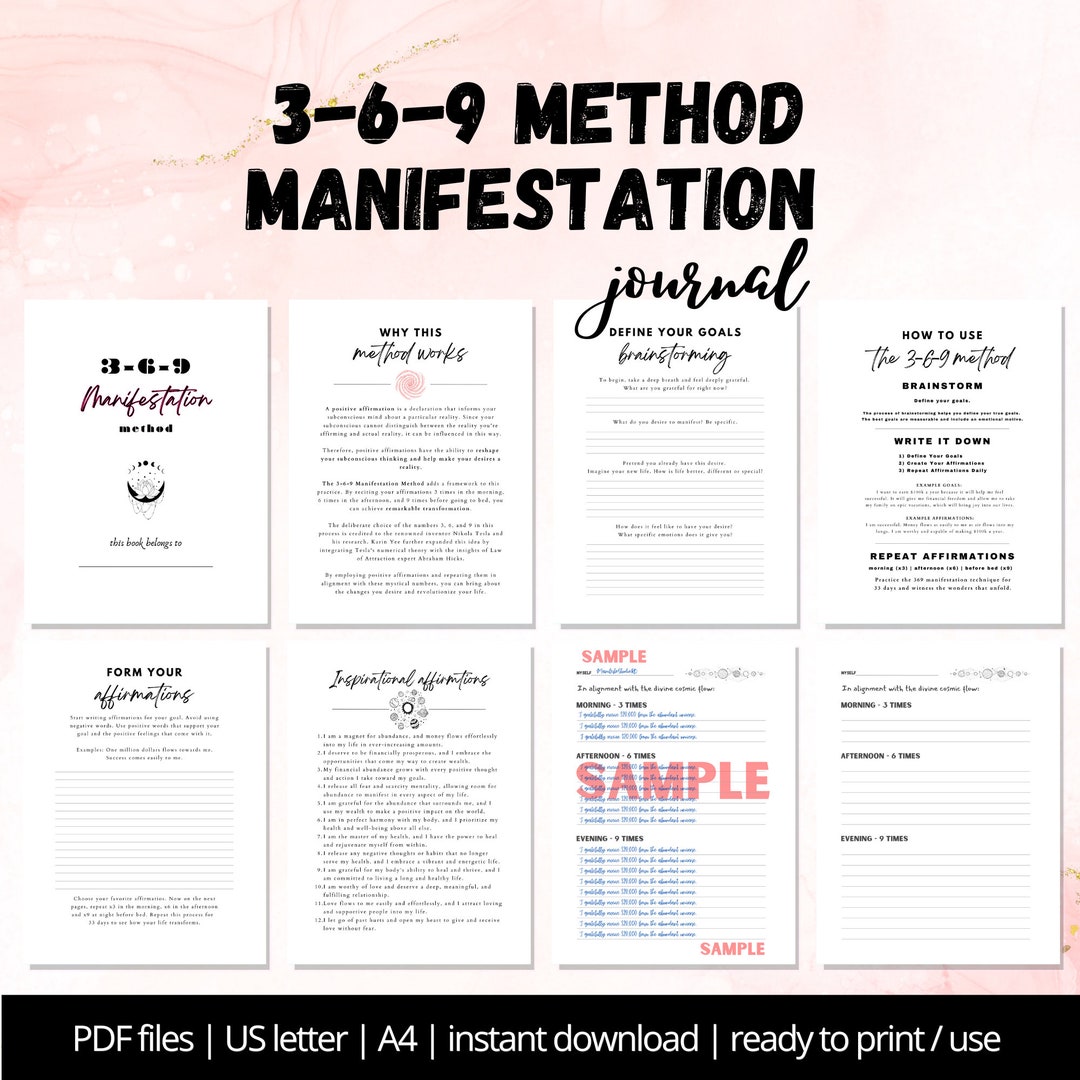 369 Manifestation Method | 369 Manifestation Printable Journal | Law of ...